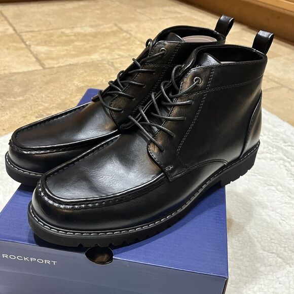 Rockport | Shoes | Rockport Kevan Boot Cj573 Mens Black Synthetic Lace Up Casual Dress Boots 115 ...